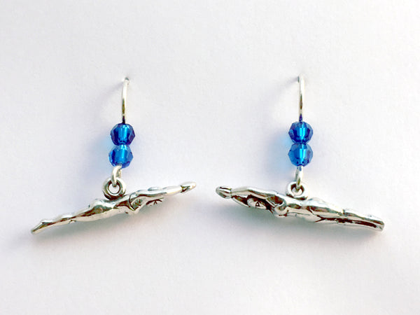 Sterling Silver Swimmer dangle earrings-Swim, Dive, swimming,diving ...