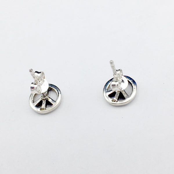 Sterling Silver small peace sign stud earrings- signs, world, peaceful ...