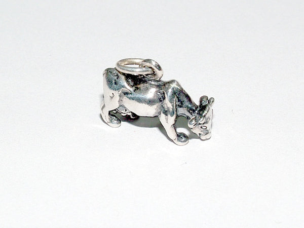 Sterling Silver small 3-D cow charm-steer, bovine, cattle, farm ...
